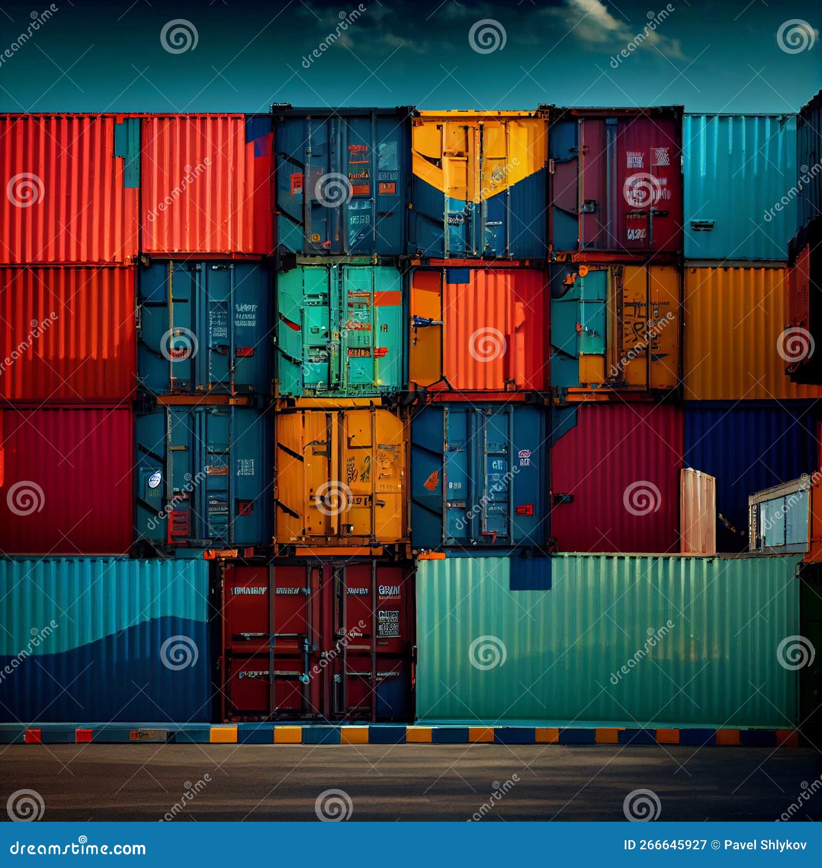 Background of Stack of Containers at a Port Stock Illustration ...