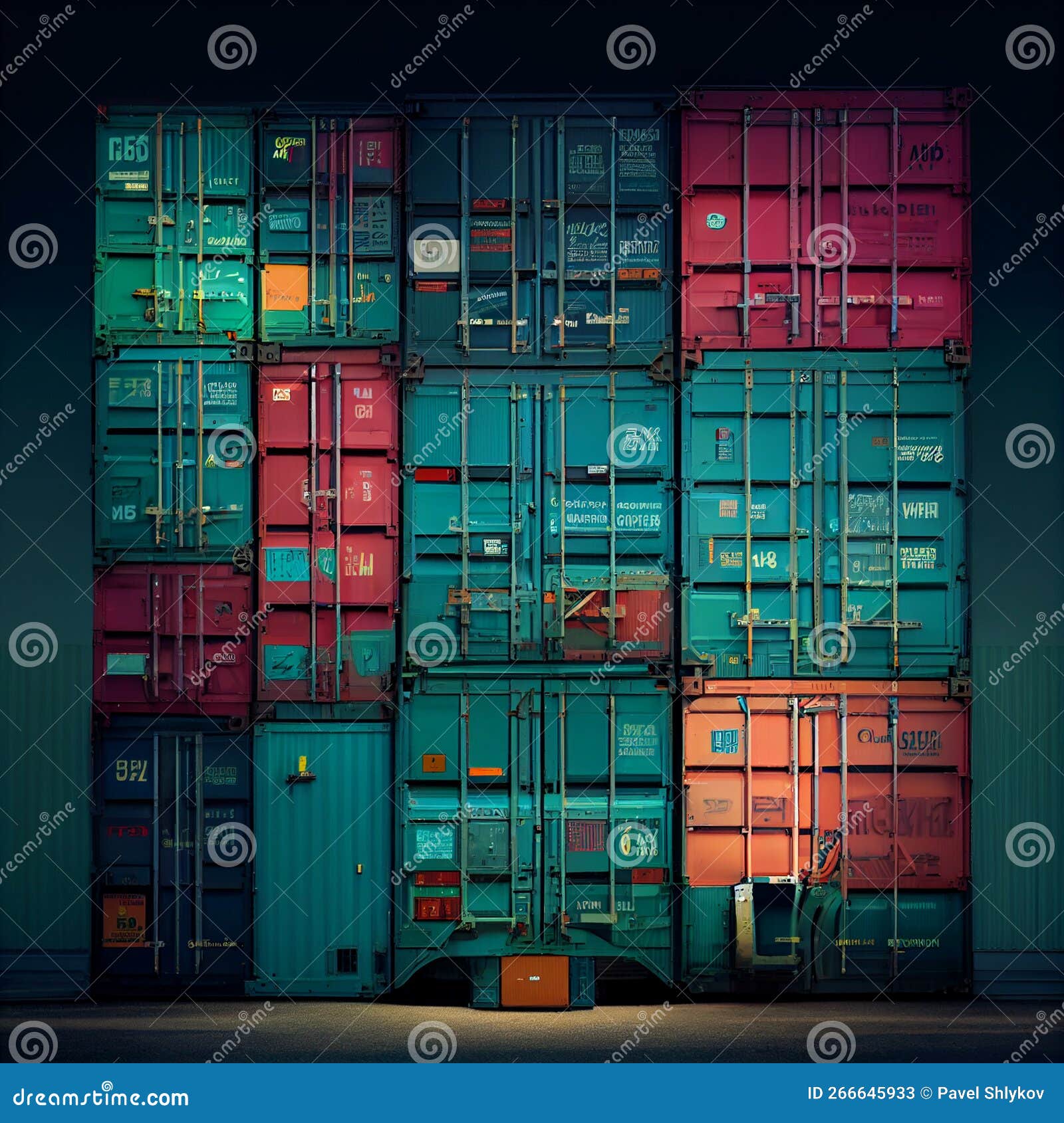 Background of Stack of Containers at a Port Stock Illustration ...