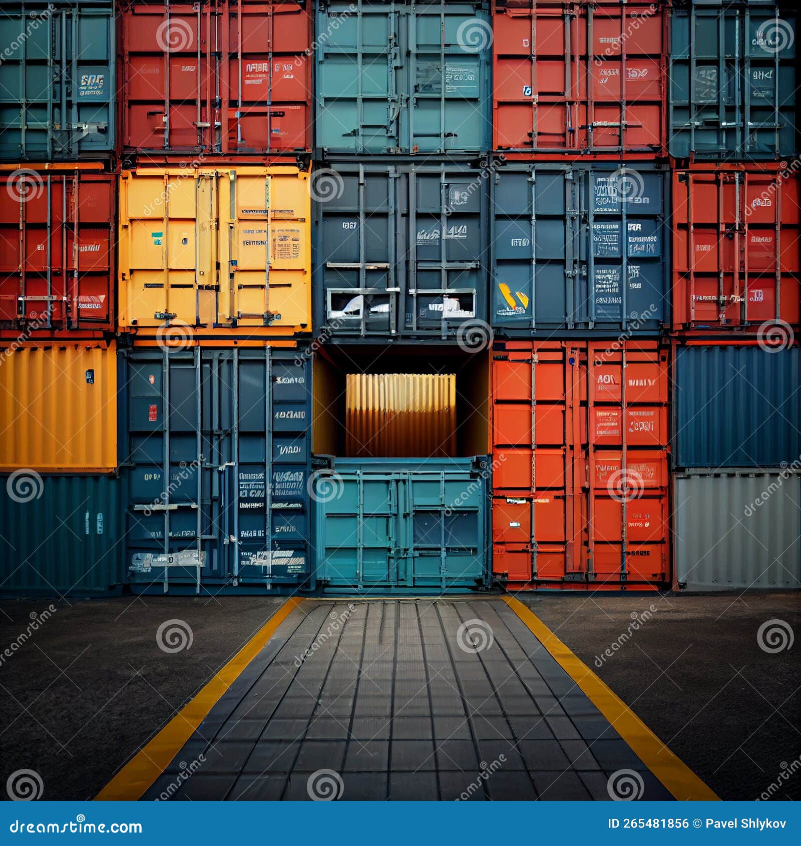 Background of Stack of Containers at a Port Stock Illustration ...