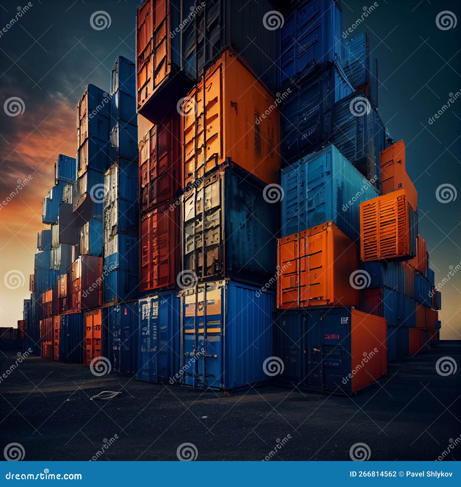 Background of Stack of Containers at a Port Stock Illustration ...