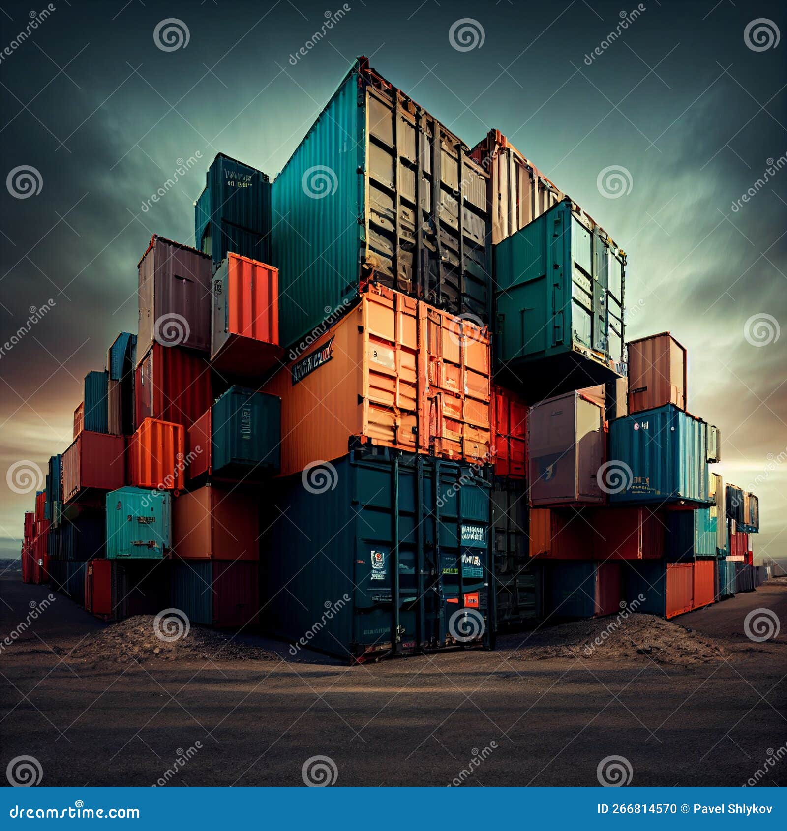 Background of Stack of Containers at a Port Stock Illustration ...