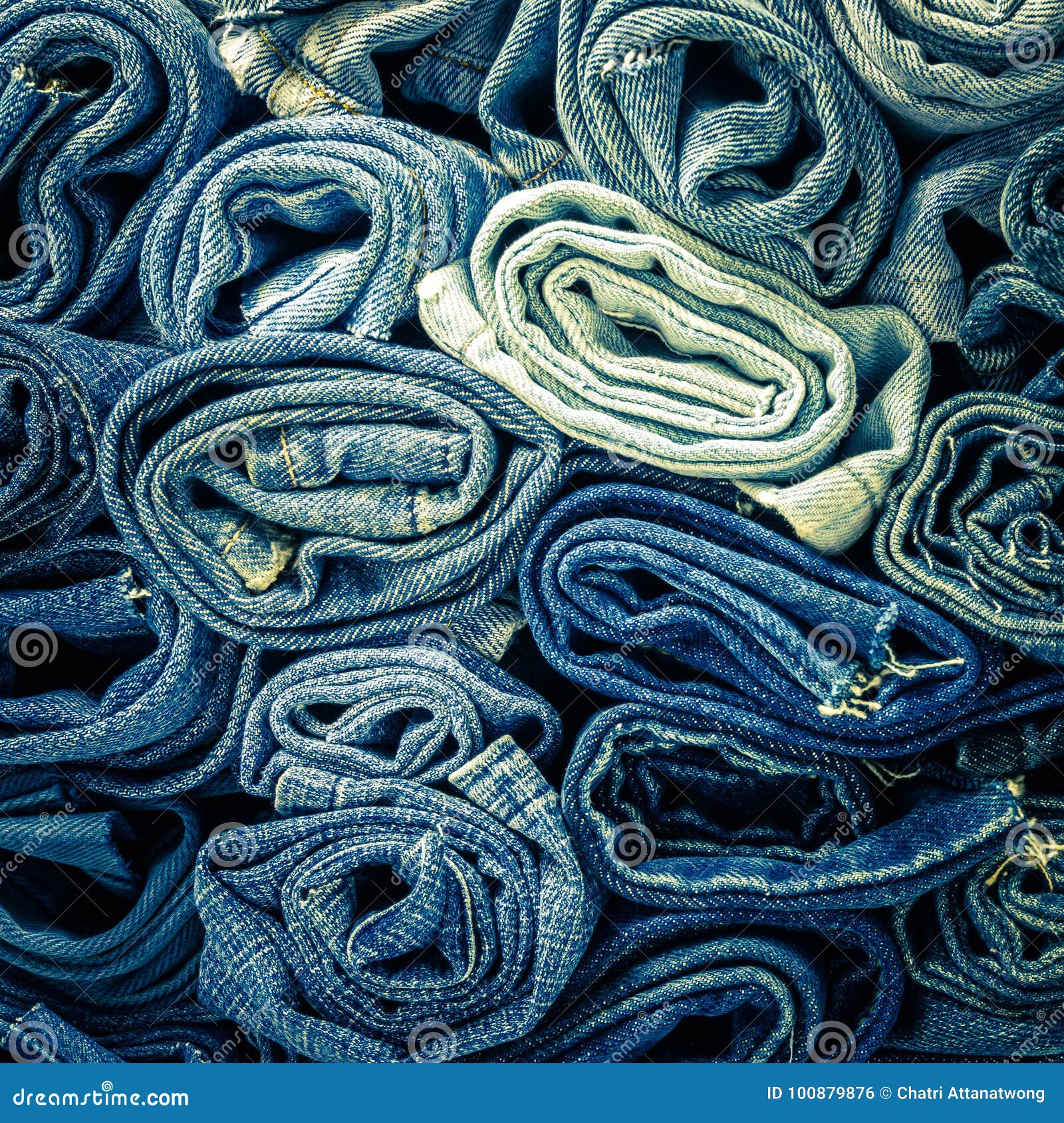 Stack of roll denim fabric stock photo. Image of background - 100879876