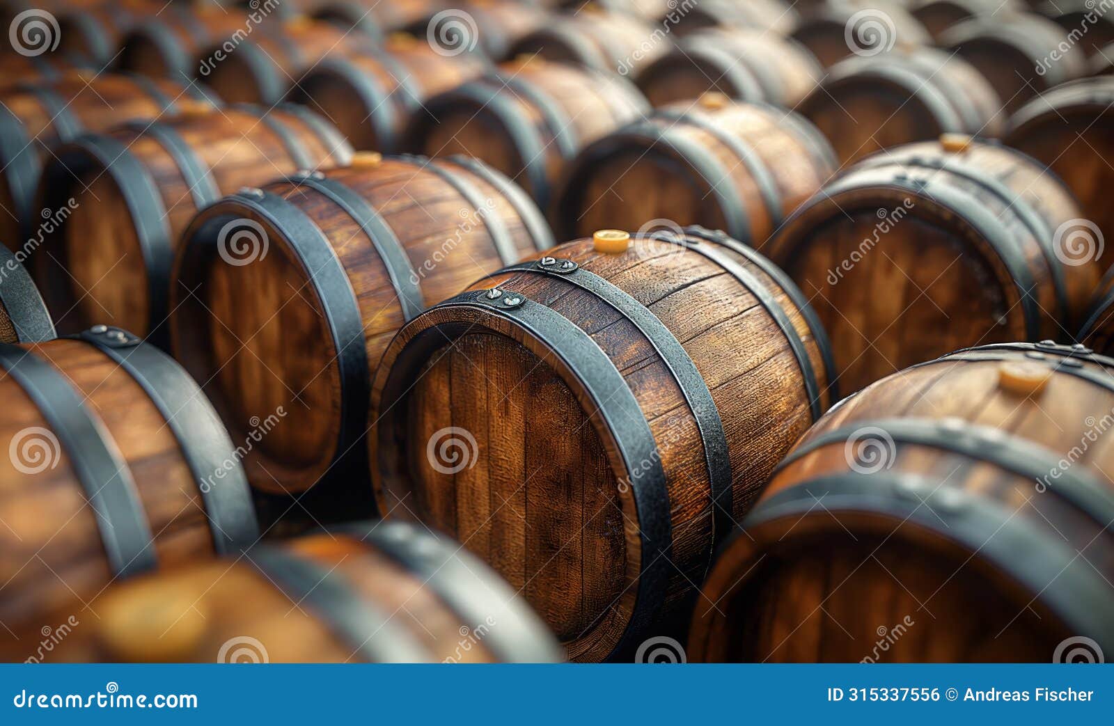 Background of Stacked Wooden Storage Barrels. Stock Photo - Image of ...