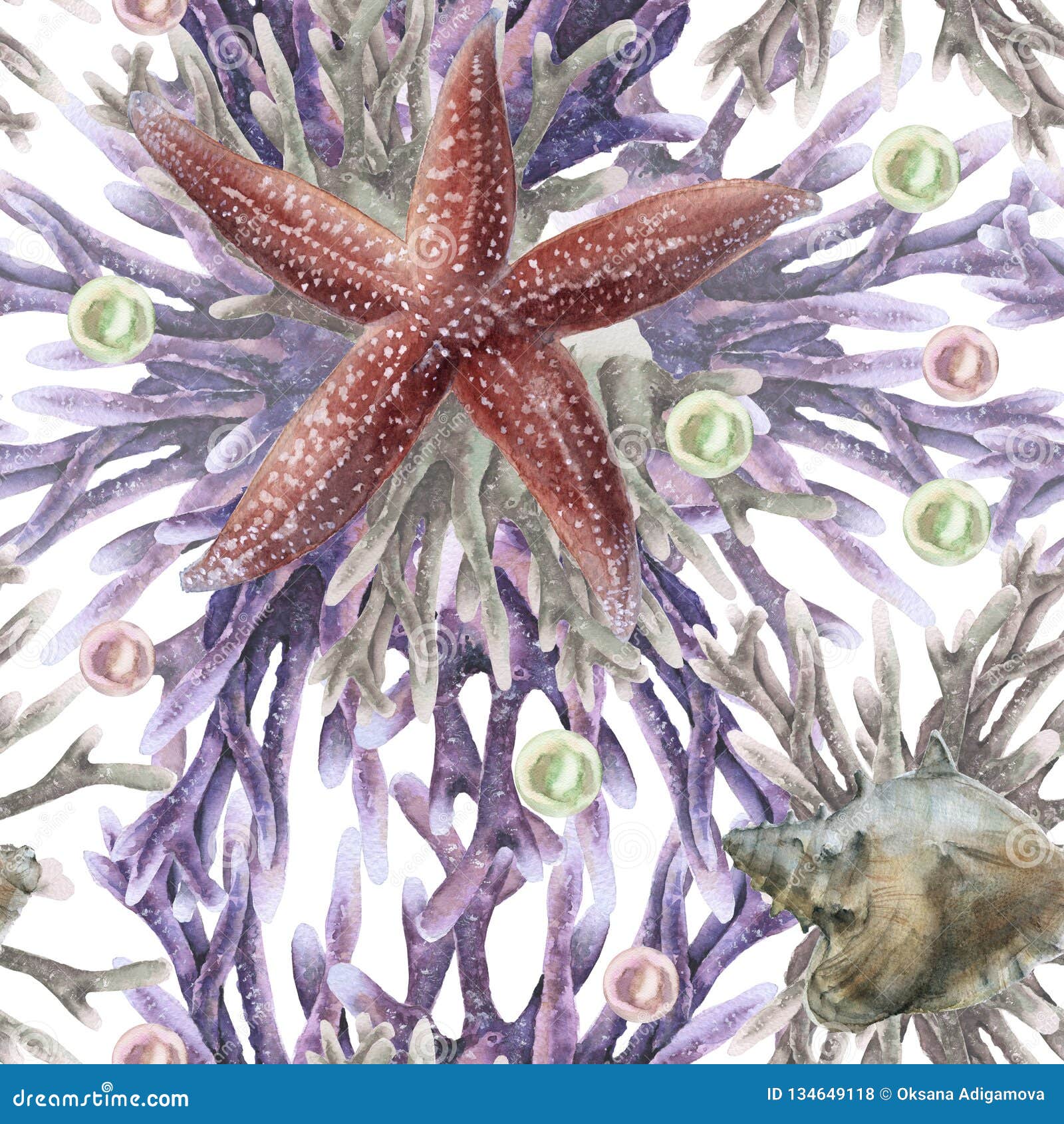 Background with Starfish. Seamless Pattern Stock Illustration ...