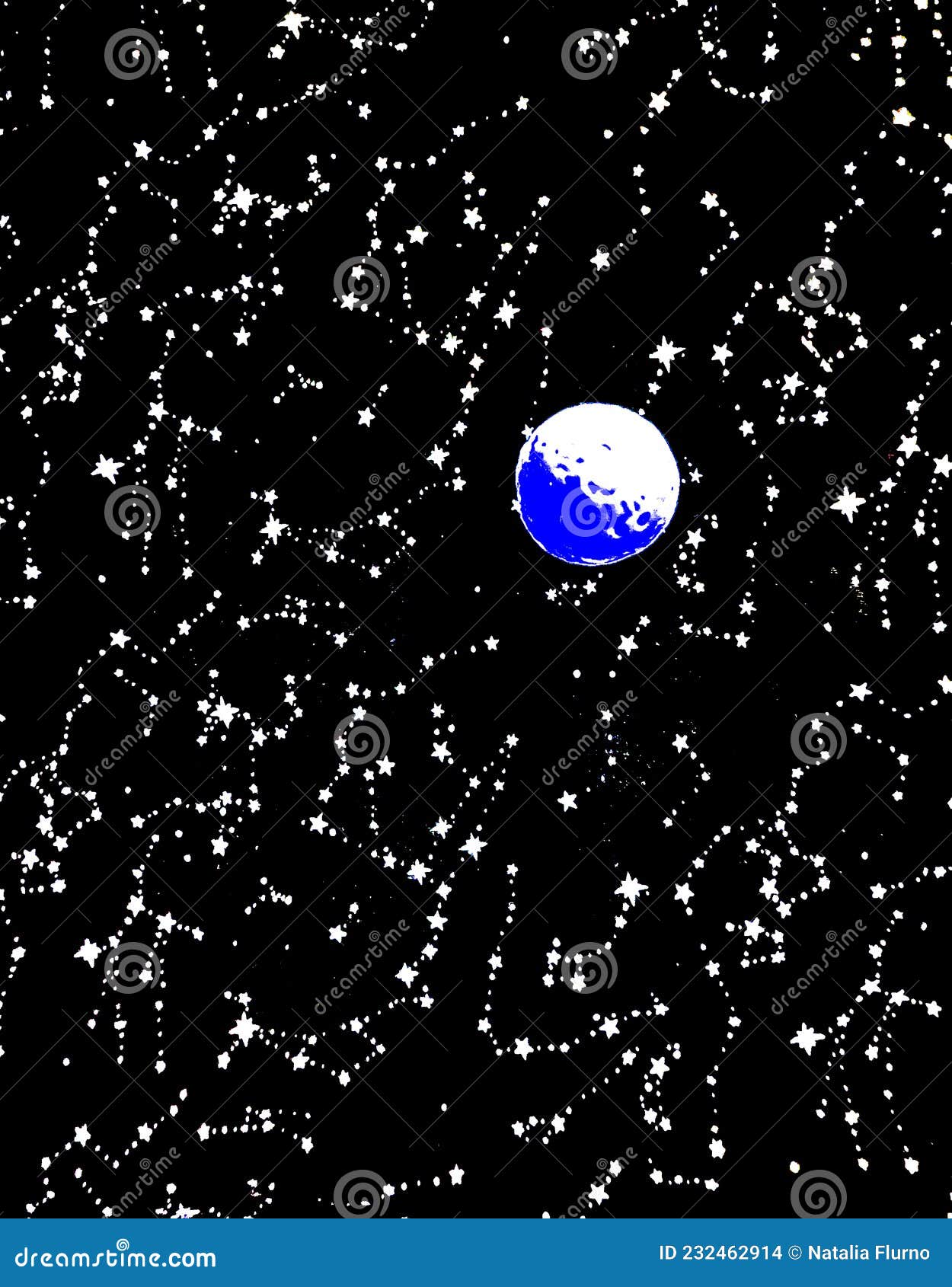 Background of the Starry Sky with the Moon Stock Illustration ...