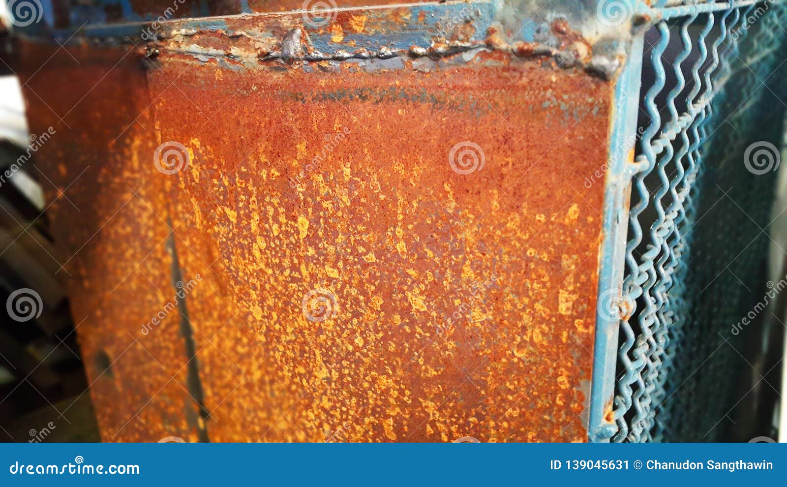 The Background of the Steel Plate Has Orange Rust. Stock Image - Image ...