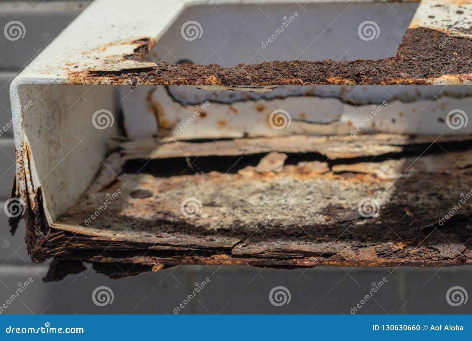 Surface Rust on the White Steel Surface. Stock Photo - Image of ...