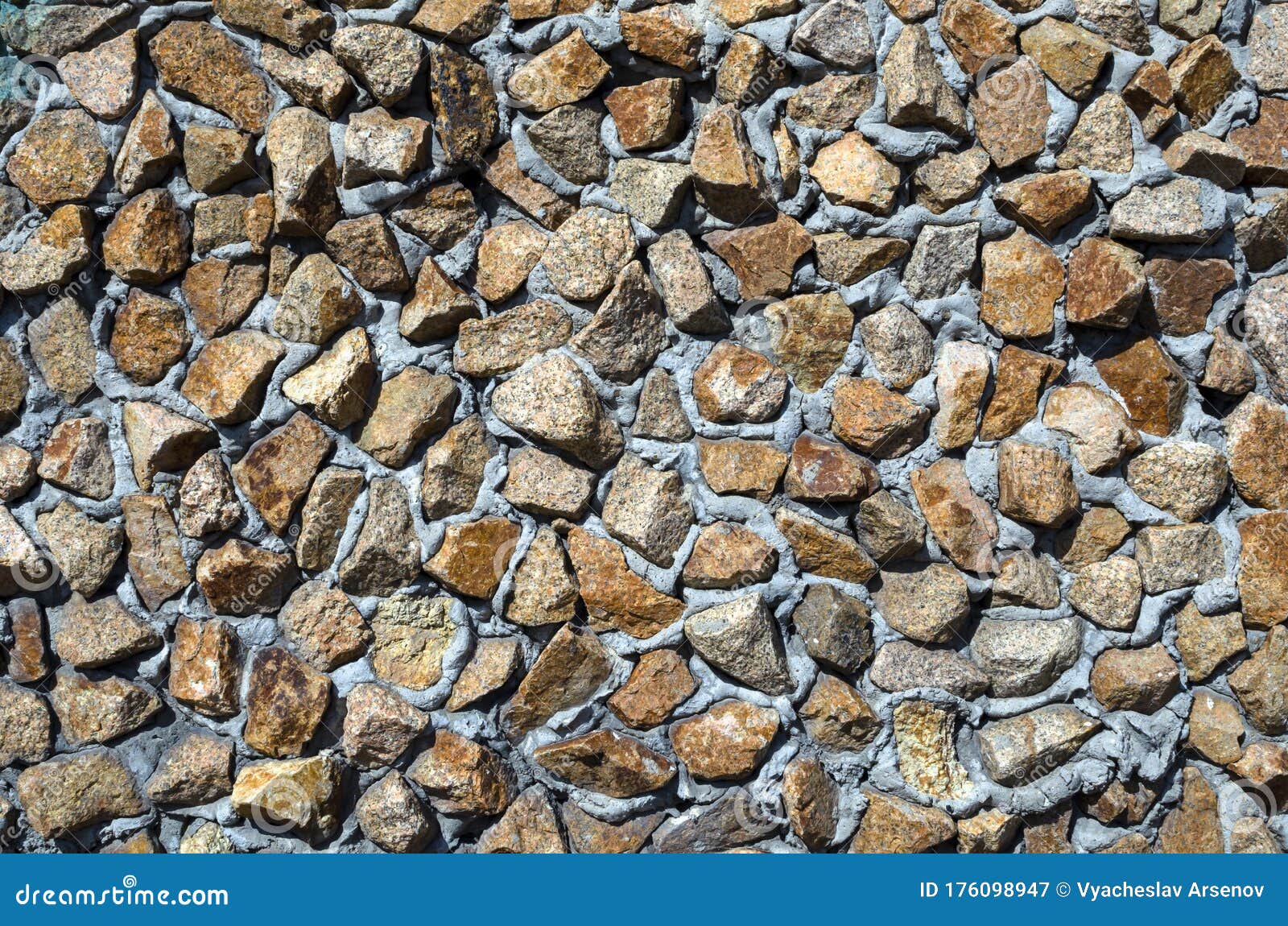 Old Granite Wall of Small Stone Fragments Stock Image - Image of ...