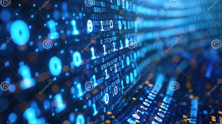 Background with Streaming Binary Code. Digital Binary Data and a Matrix Background with a ...