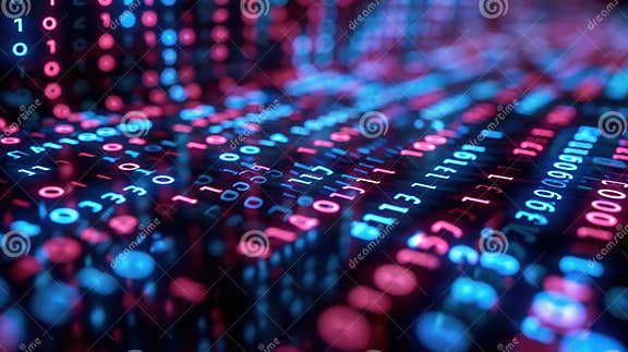 Background with Streaming Binary Code. Digital Binary Data and a Matrix ...