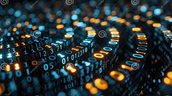 Background with Streaming Binary Code. Digital Binary Data and a Matrix Background with a ...