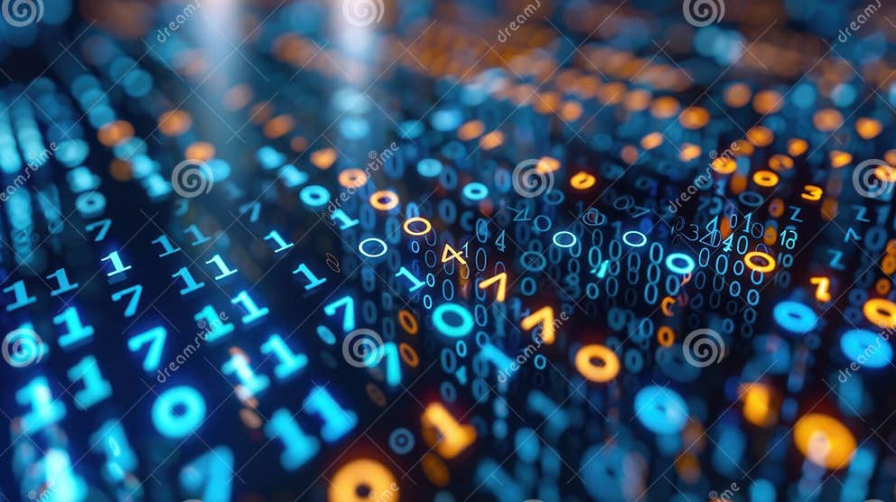 Background with Streaming Binary Code. Digital Binary Data and a Matrix Background with a ...