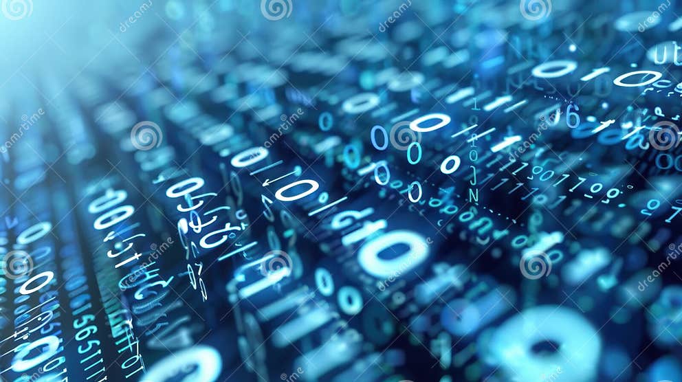 Background with Streaming Binary Code. Digital Binary Data and a Matrix Background with a ...