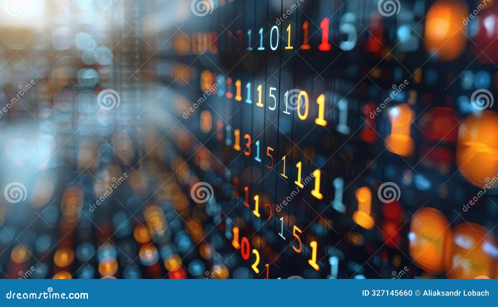 Background with Streaming Binary Code. Digital Binary Data and a Matrix Background with a ...