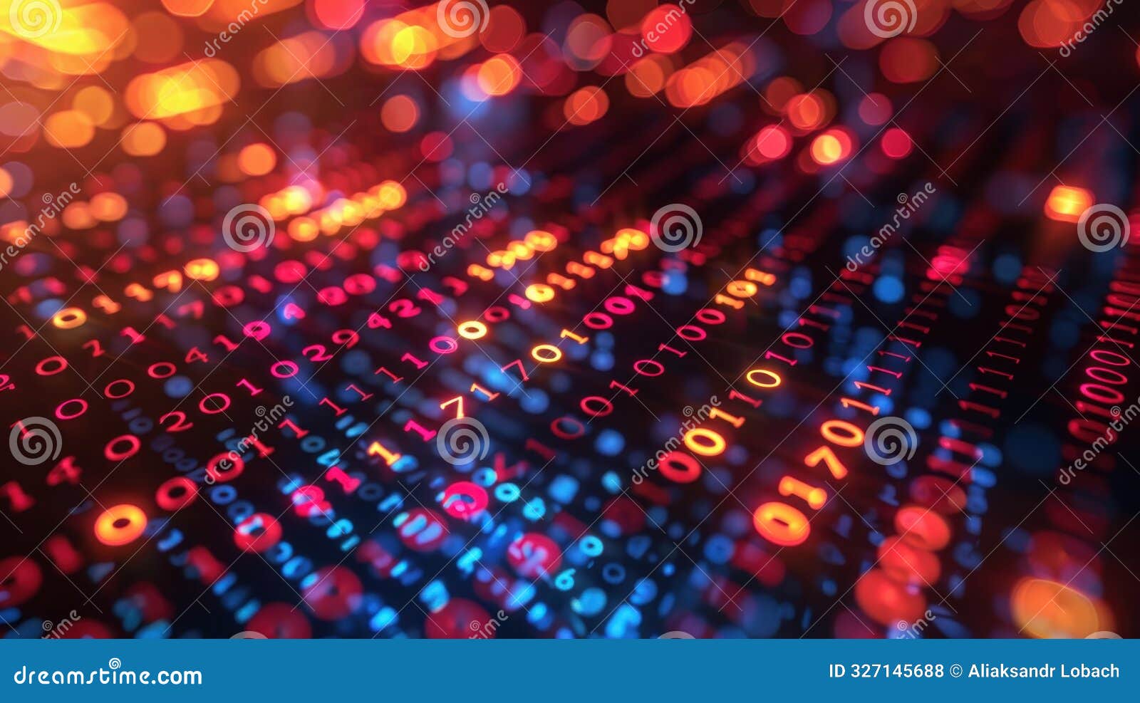 Background with Streaming Binary Code. Digital Binary Data and a Matrix Background with a ...