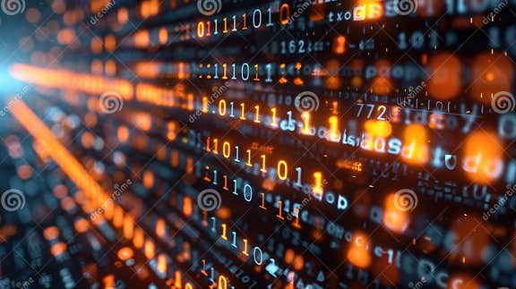 Background with Streaming Binary Code. Digital Binary Data and a Matrix Background with a ...