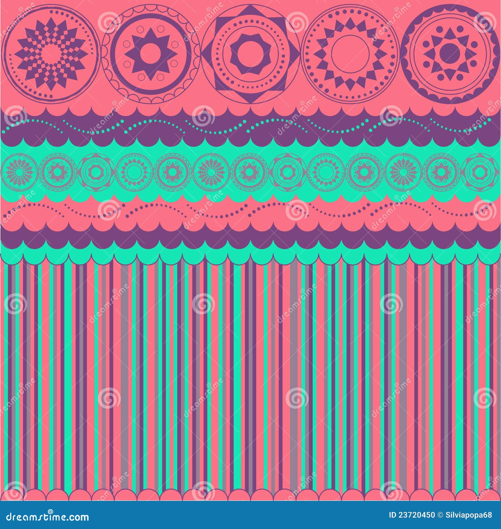 Background with Stripes and Circular Motifs Stock Vector - Illustration ...