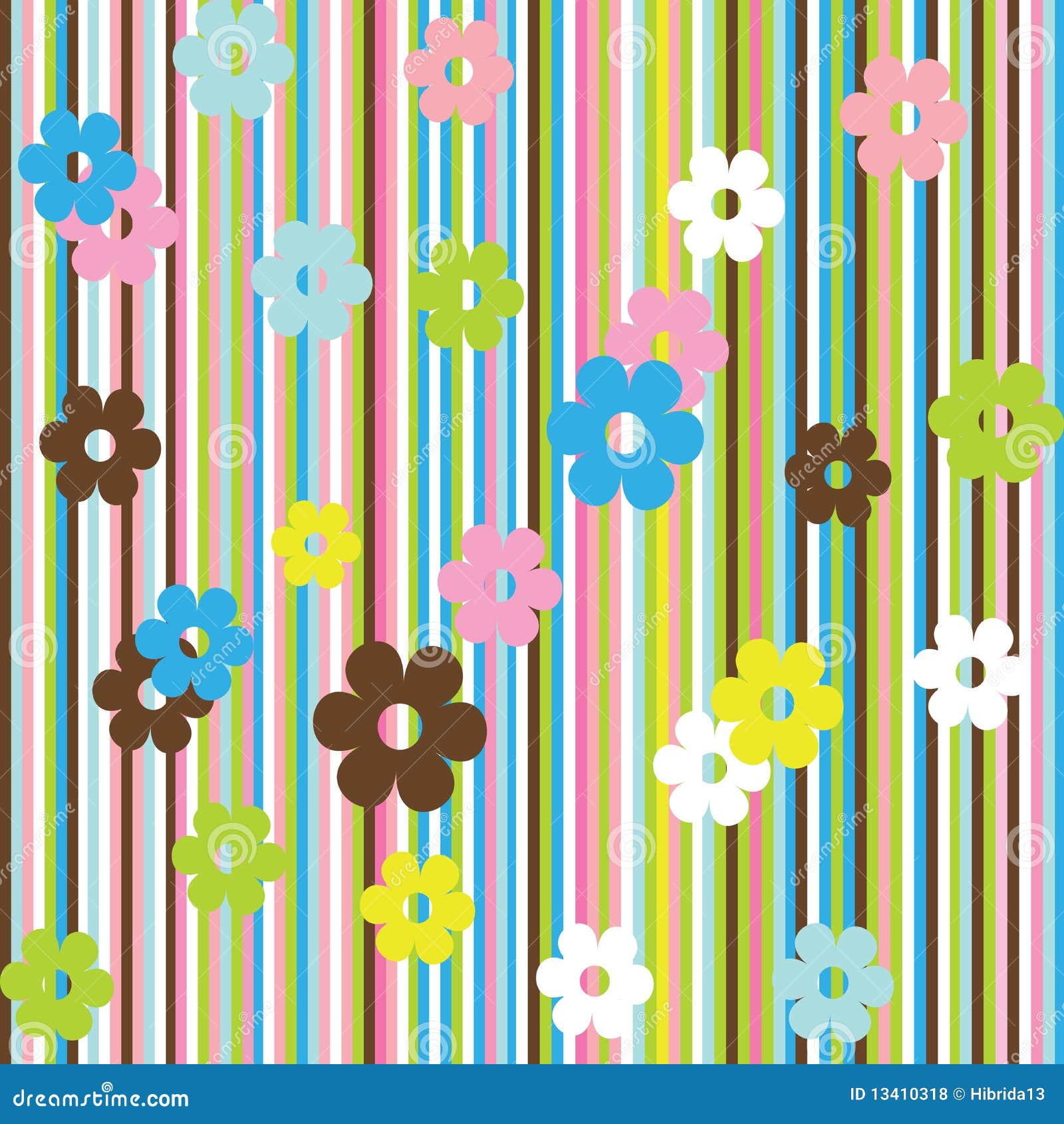 Background with Stripes and Flowers Stock Illustration - Illustration ...