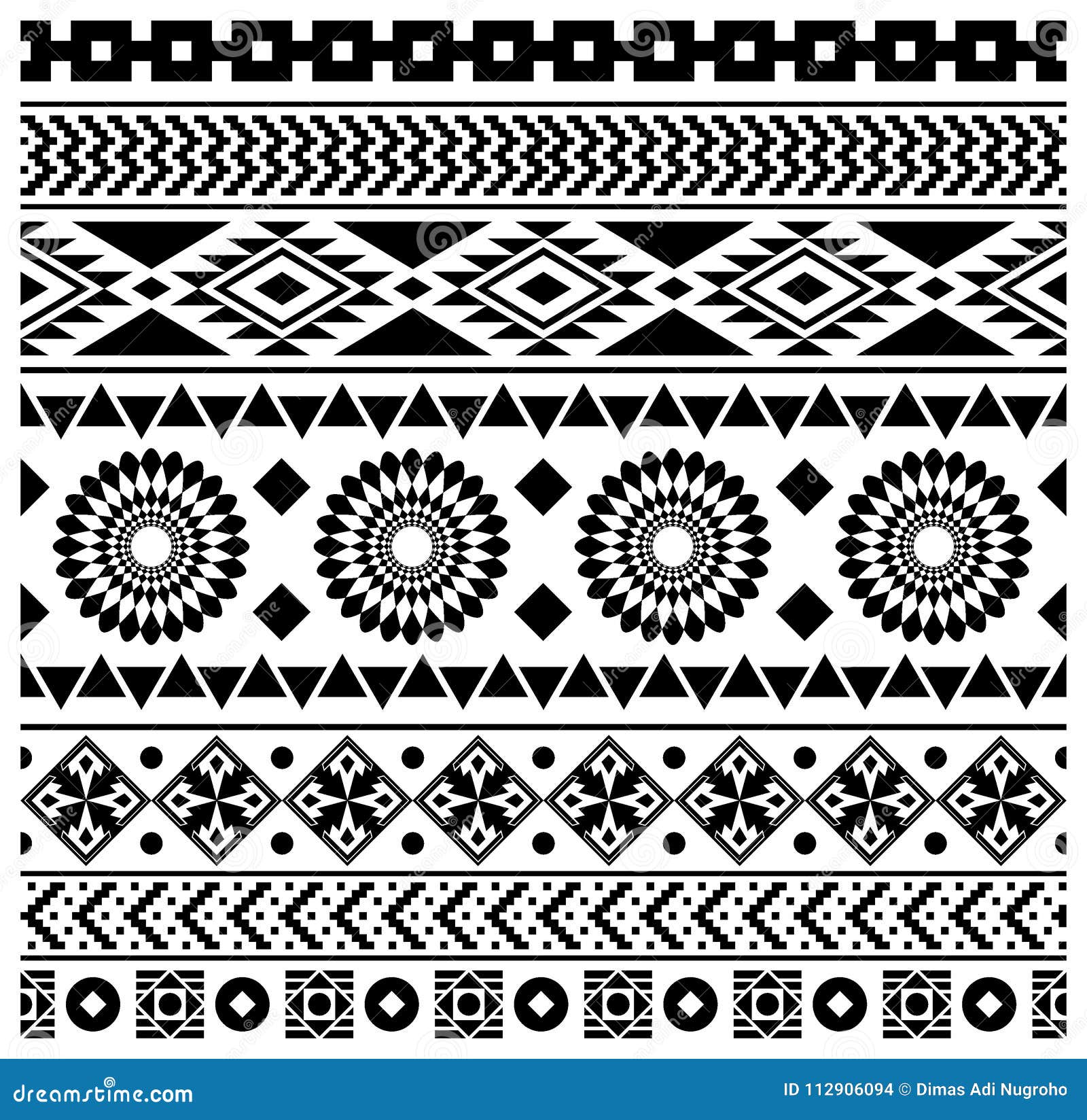 Background Style Black and White. Aztec Seamless Pattern. Stock Vector ...