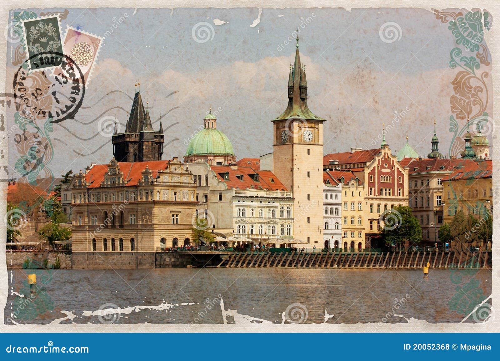 Background, Stylized As Vintage Postcard Stock Illustration ...