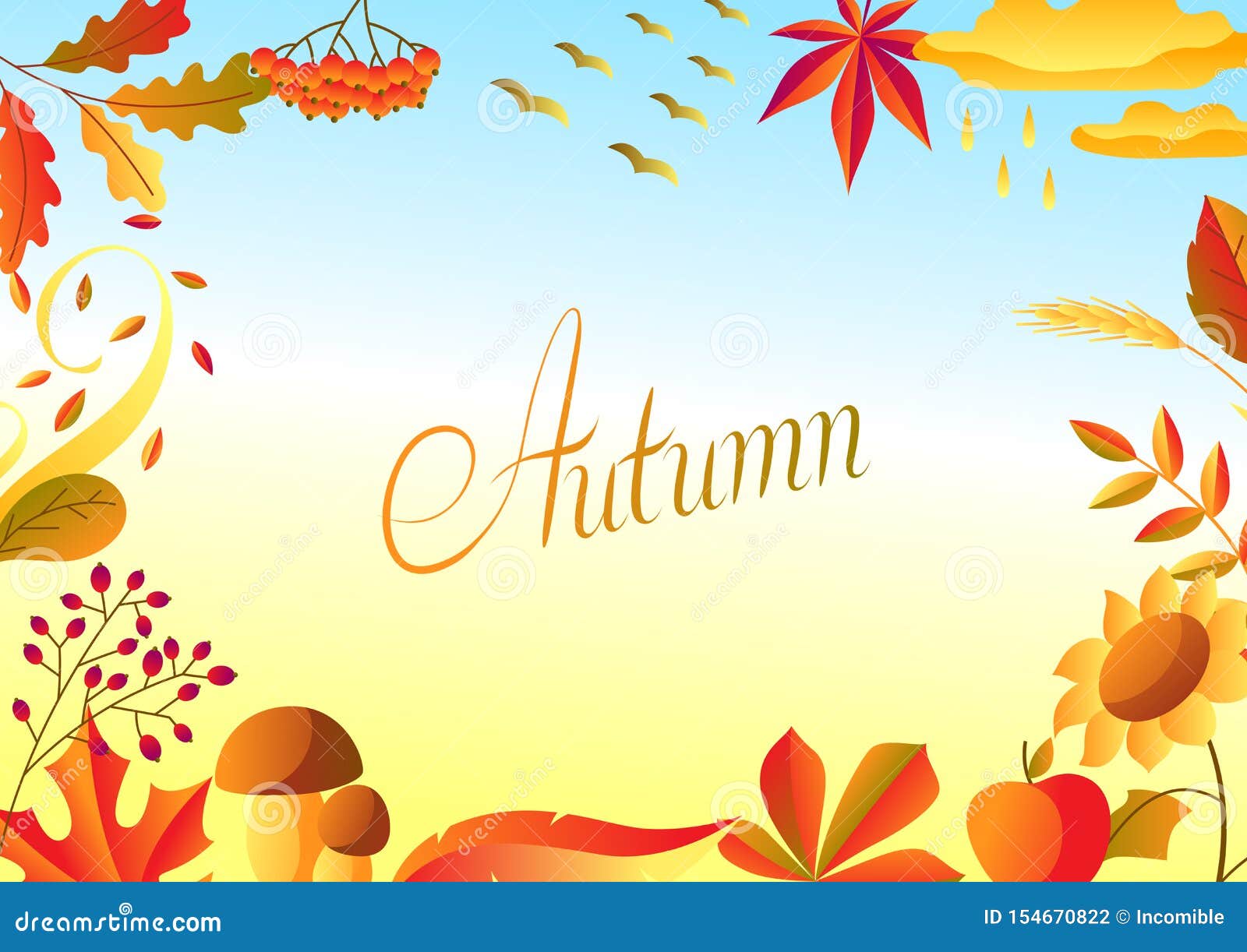 Background with Stylized Autumn Items. Stock Vector - Illustration of ...