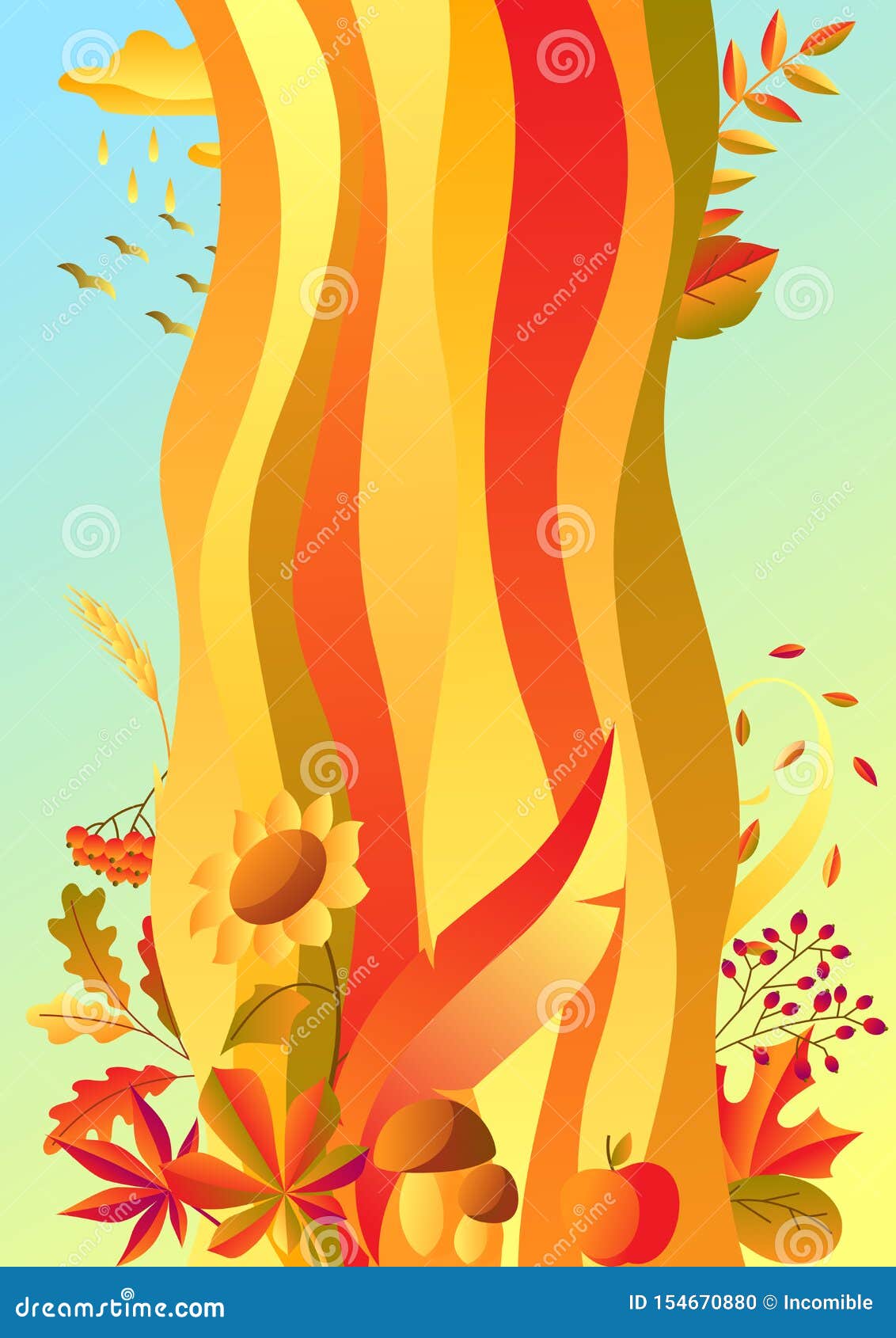 Background with Stylized Autumn Items. Stock Vector - Illustration of ...