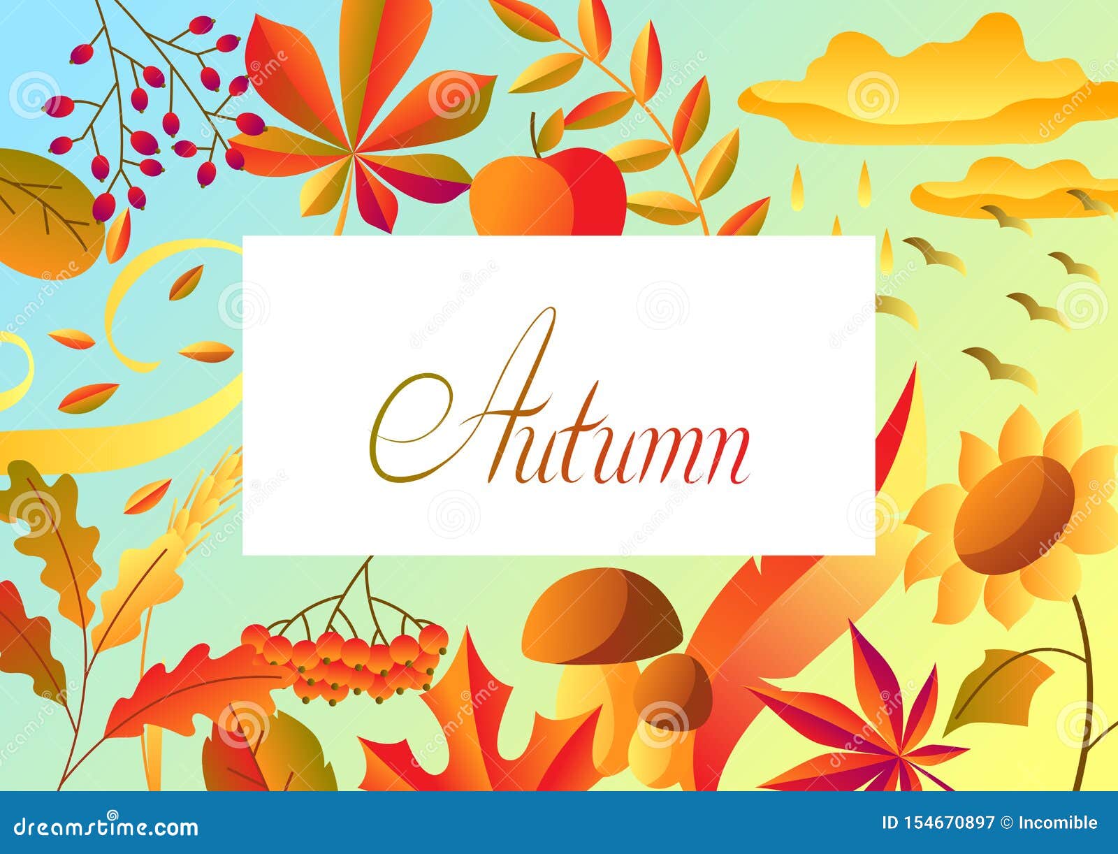 Background with Stylized Autumn Items. Stock Vector - Illustration of ...