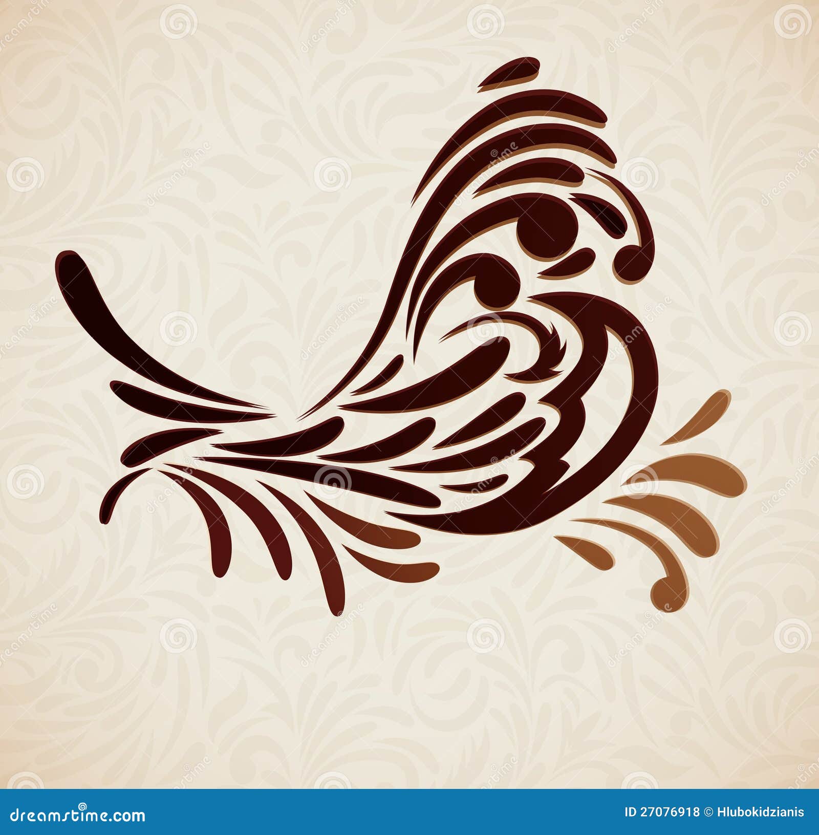 Background with Stylized Bird Stock Vector - Illustration of floral ...