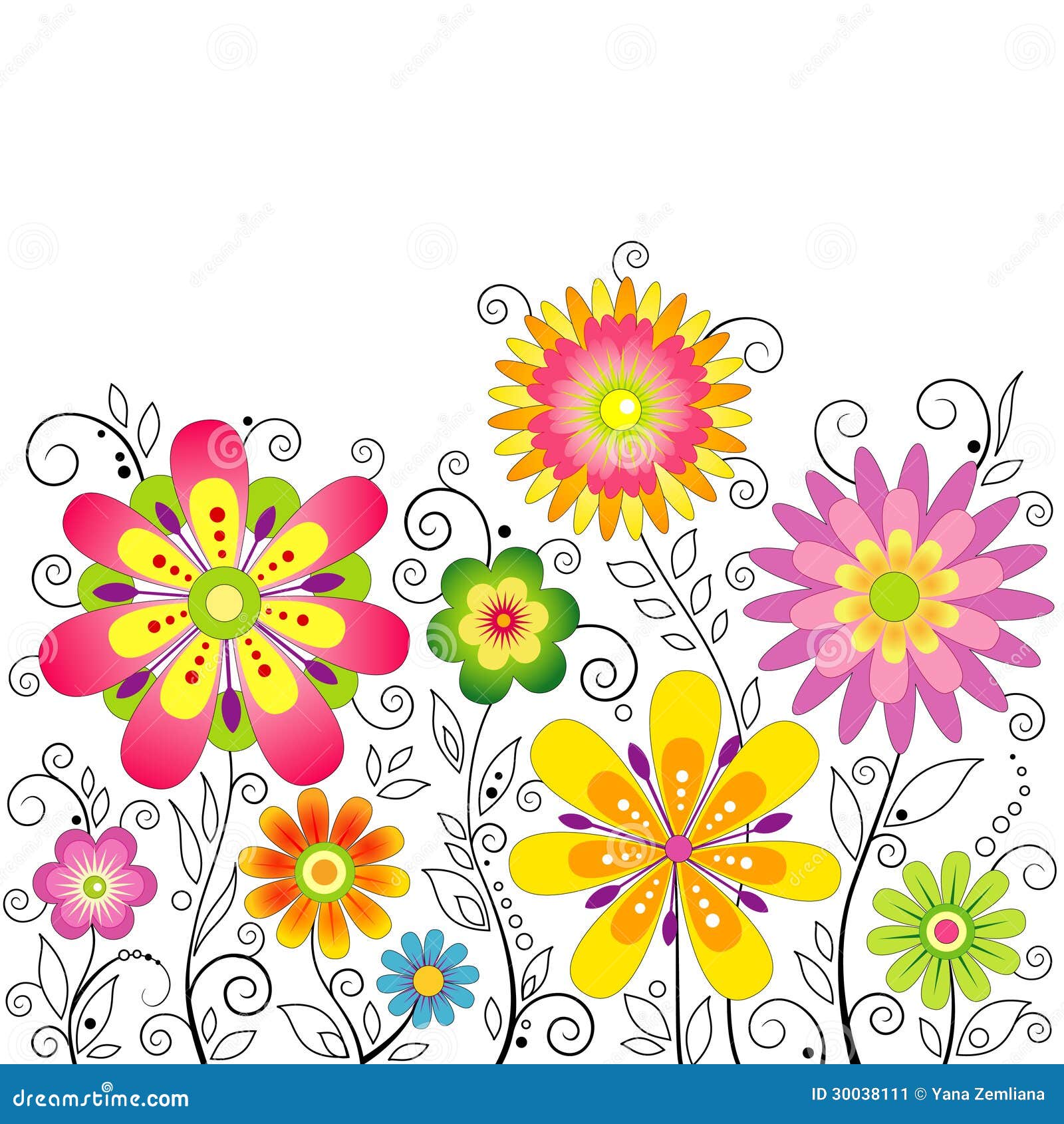 Background With Stylized Flowers Stock Image - Image: 30038111