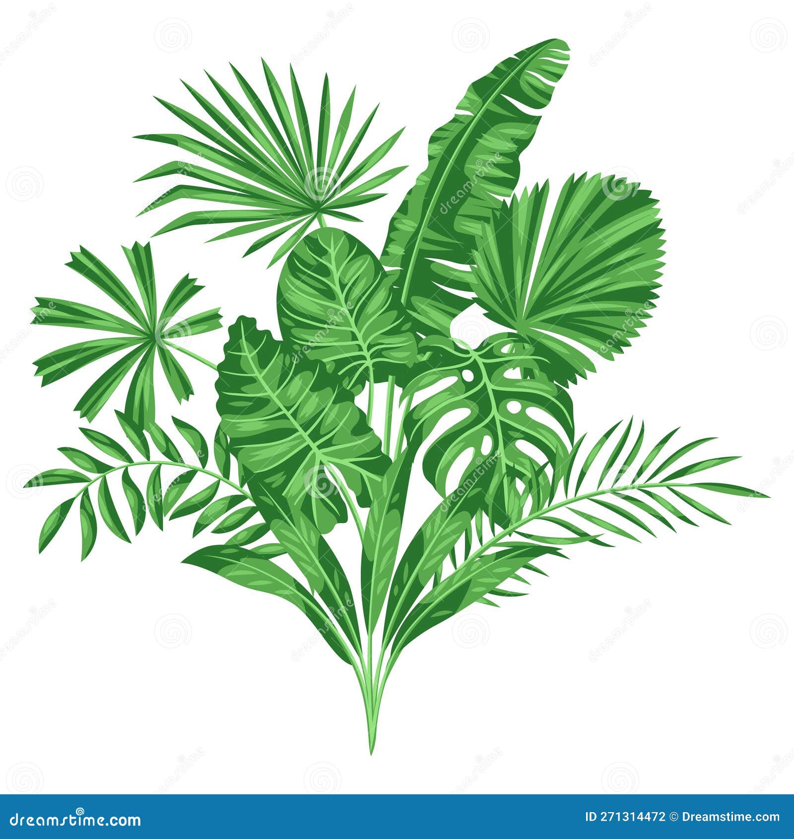 Background with Stylized Palm Leaves. Image of Tropical Foliage and ...