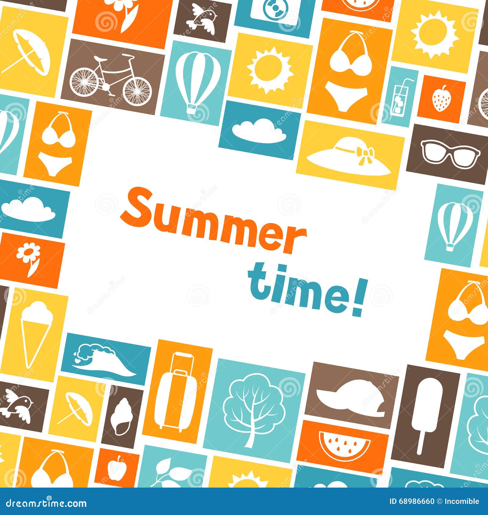 Background with Stylized Summer Objects. Stock Vector - Illustration of ...