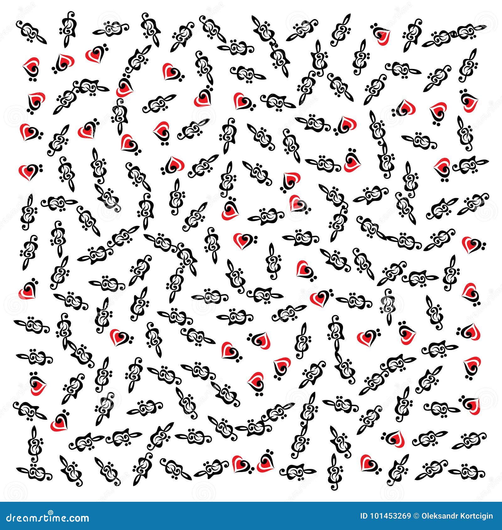 Stylized Treble Clef With Music Notes Isolated Stock Illustration ...