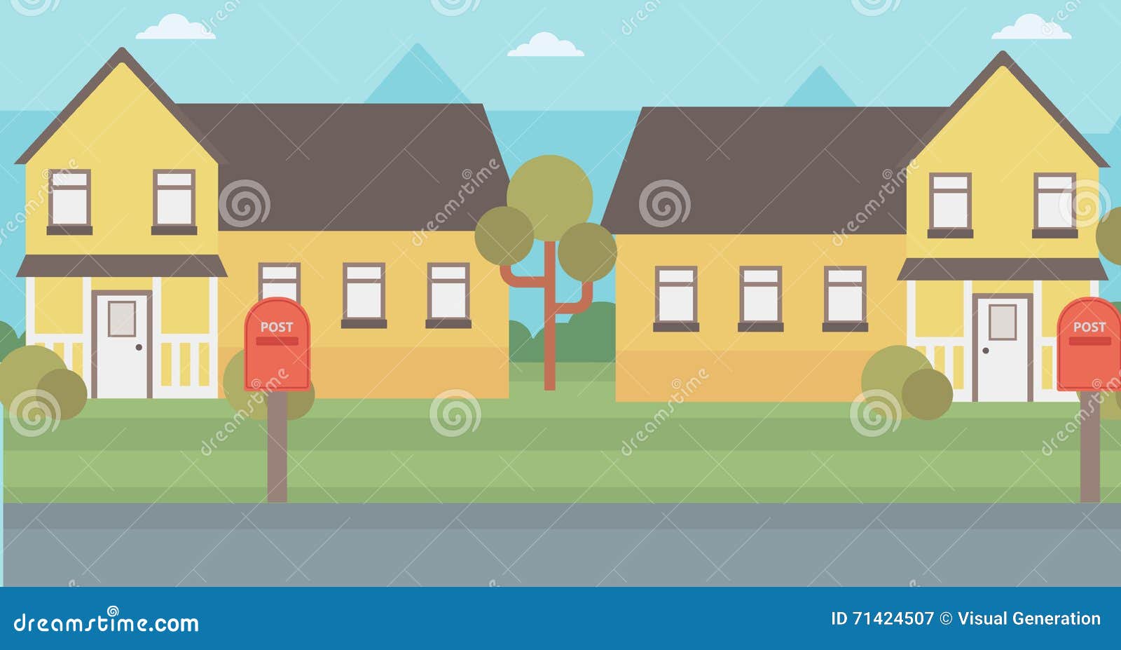 Background of Suburban House. Stock Vector - Illustration of grass ...