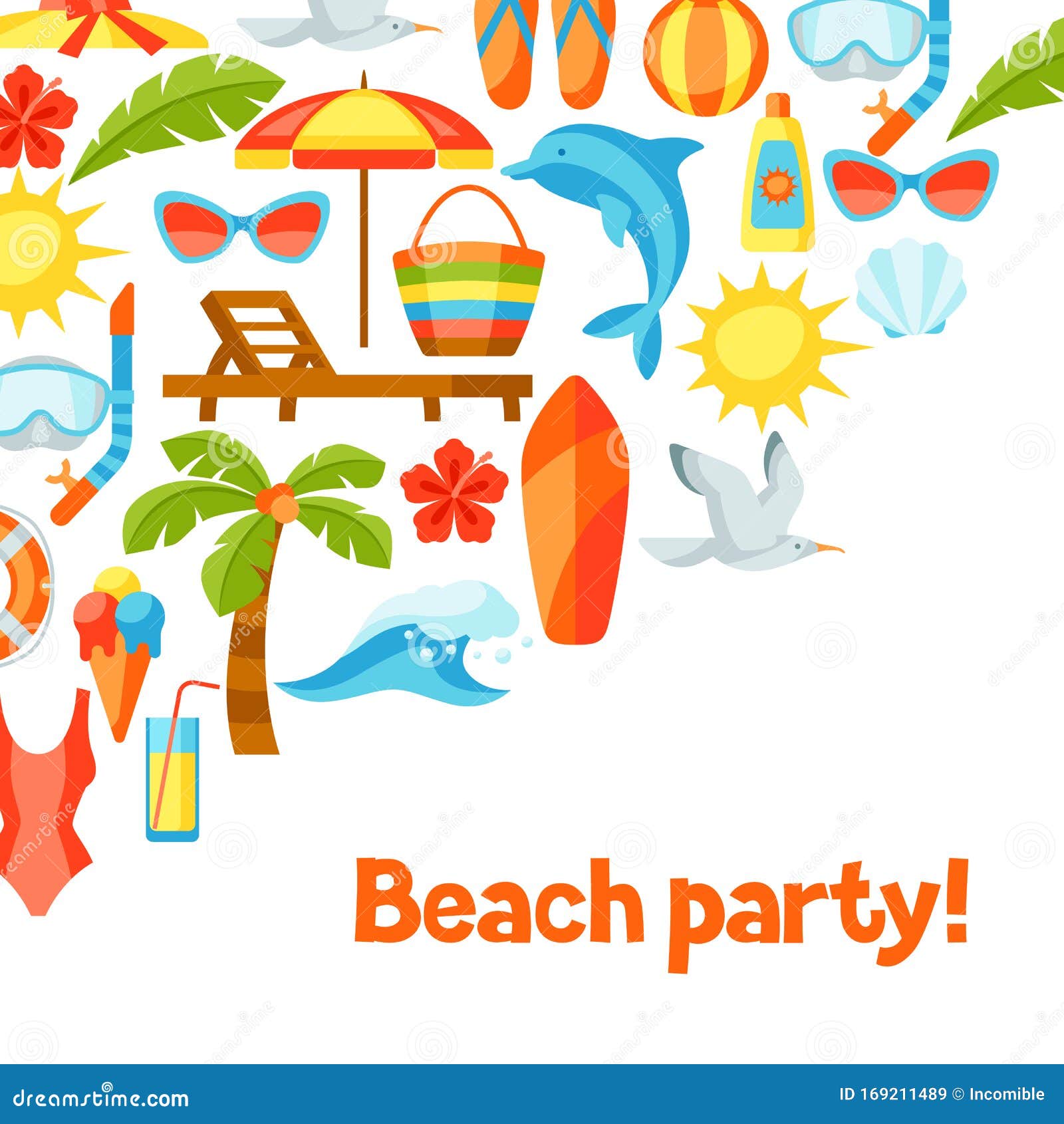 Background with Summer and Beach Objects. Stock Vector - Illustration ...