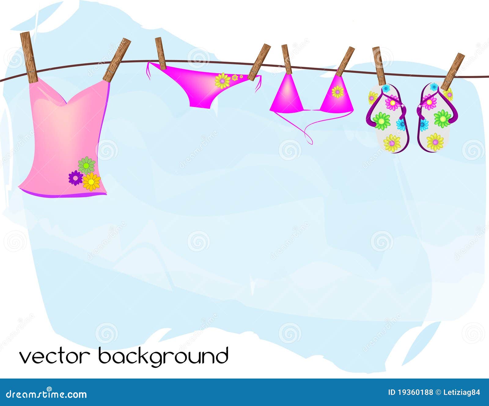 Background with Summer Clothes Hanging by a Thread Stock Illustration ...
