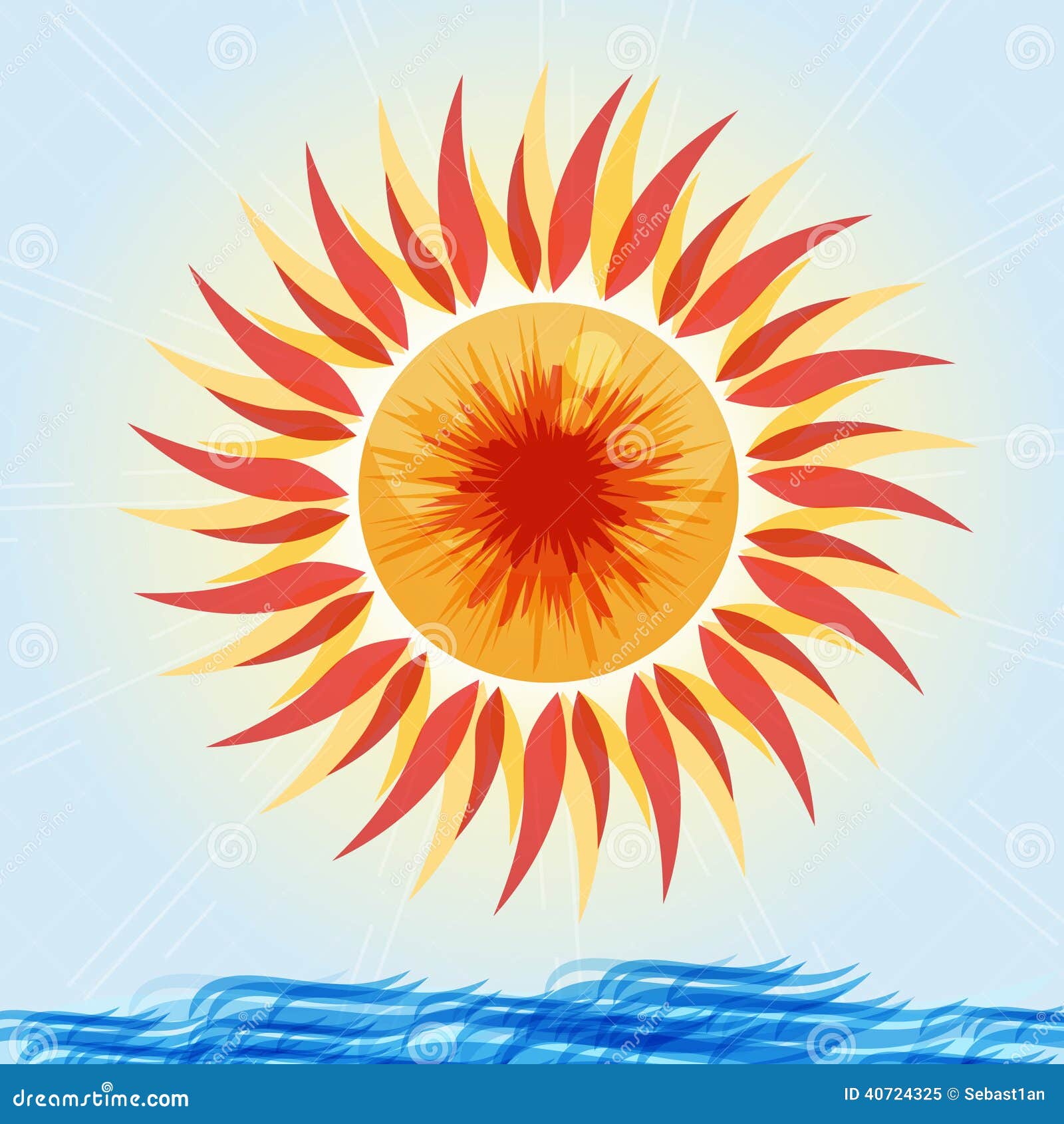Background Sun stock vector. Illustration of fiery, summer - 40724325