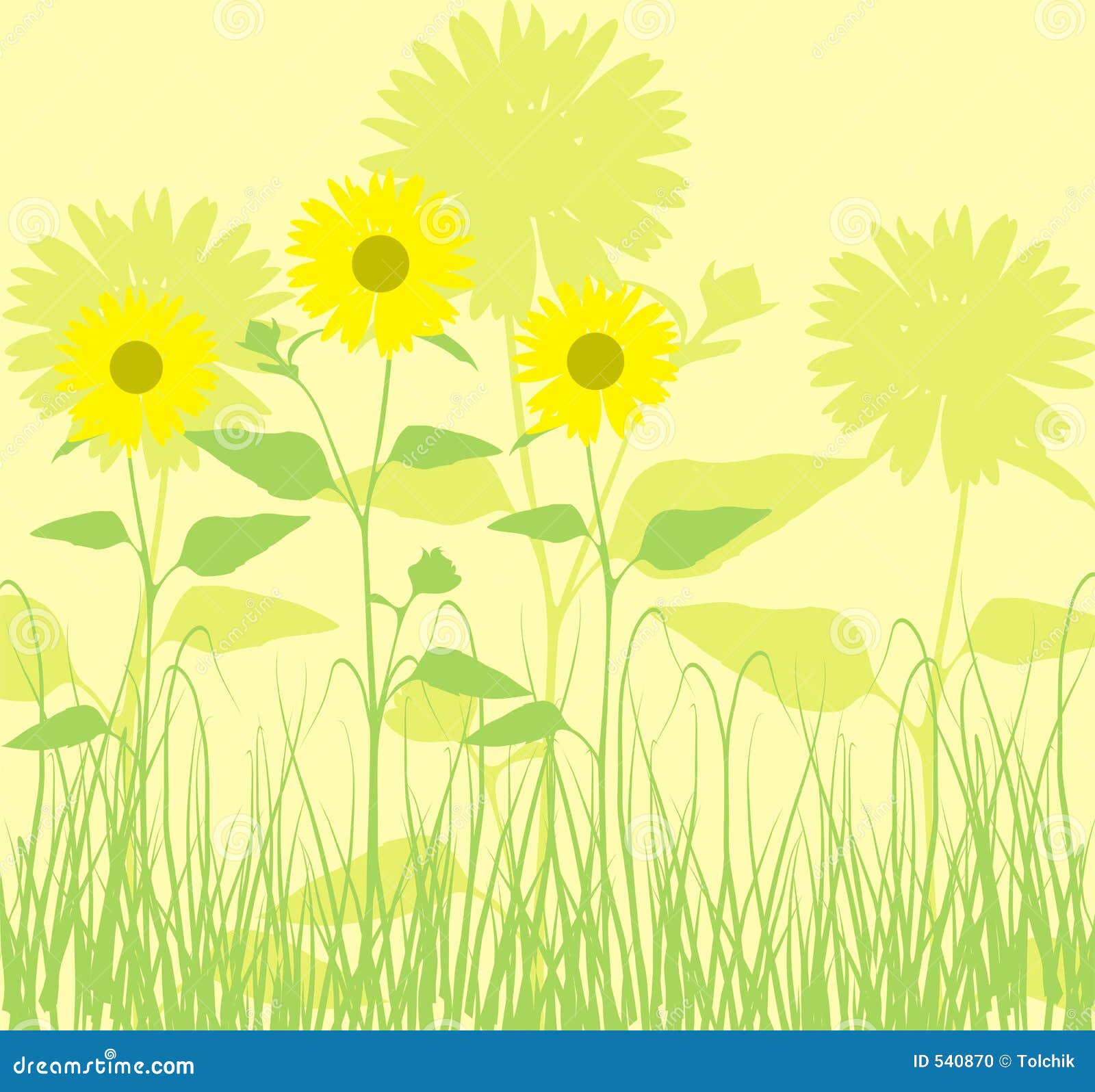 Background with Sunflowers, Vector Stock Vector - Illustration of ...