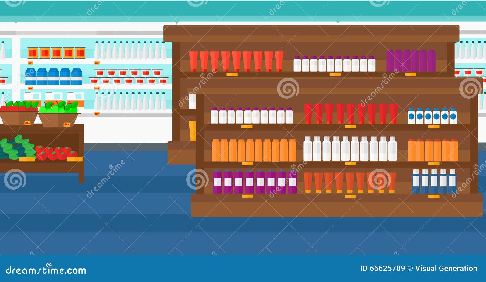 Background of Supermarket Shelves. Stock Vector - Illustration of boxes ...