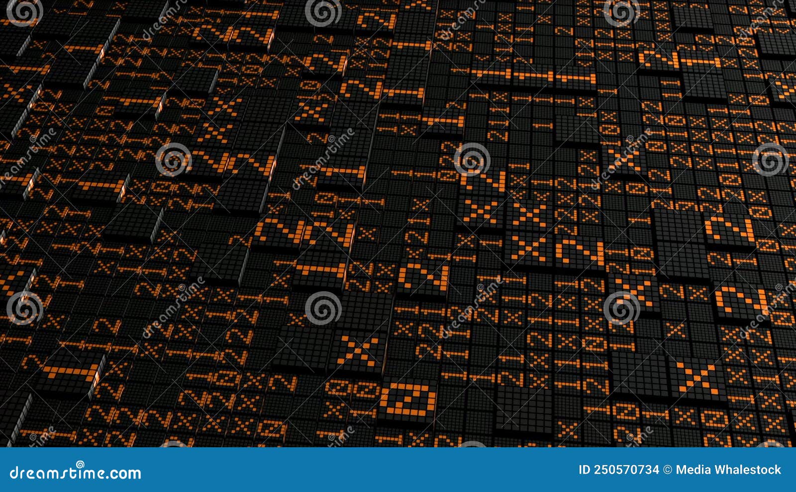 Background with Surface of Squares and Code. Motion. Computer Surface with Squares and Matrix ...