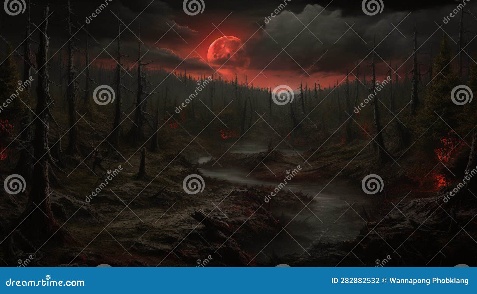 Background Surreal Night Scene with Haunting Shadows and Mysterious ...