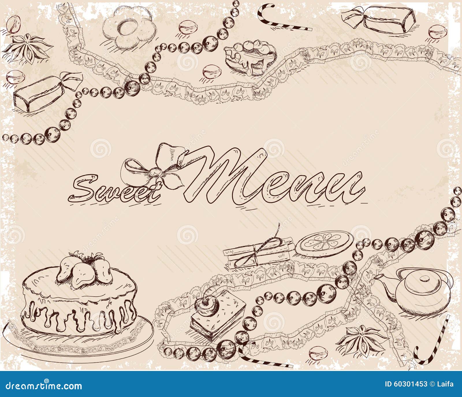 Background with Sweets and Cakes for Menu Design. Stock Vector ...