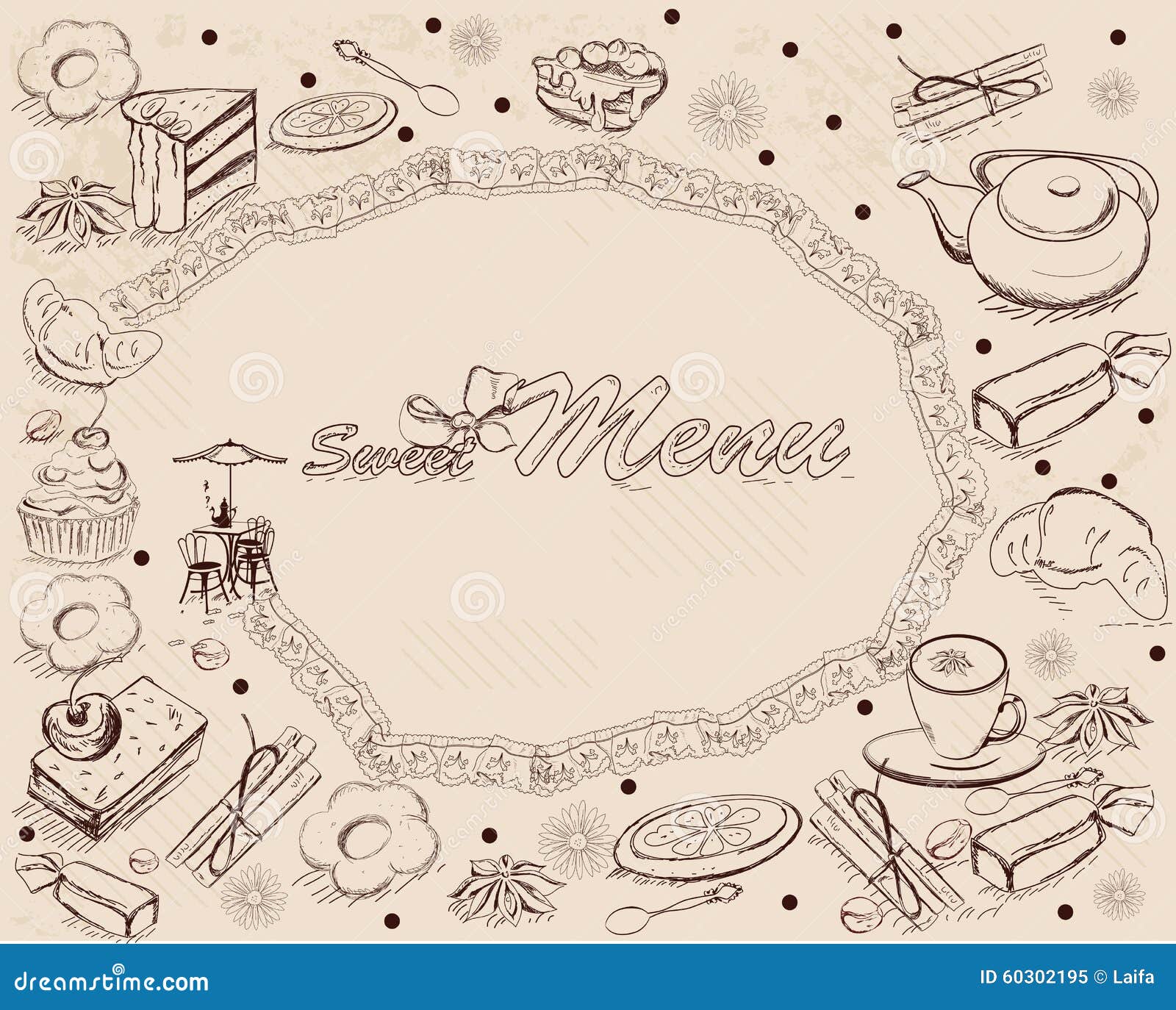Background with Sweets and Cakes for Menu Design. Stock Vector ...