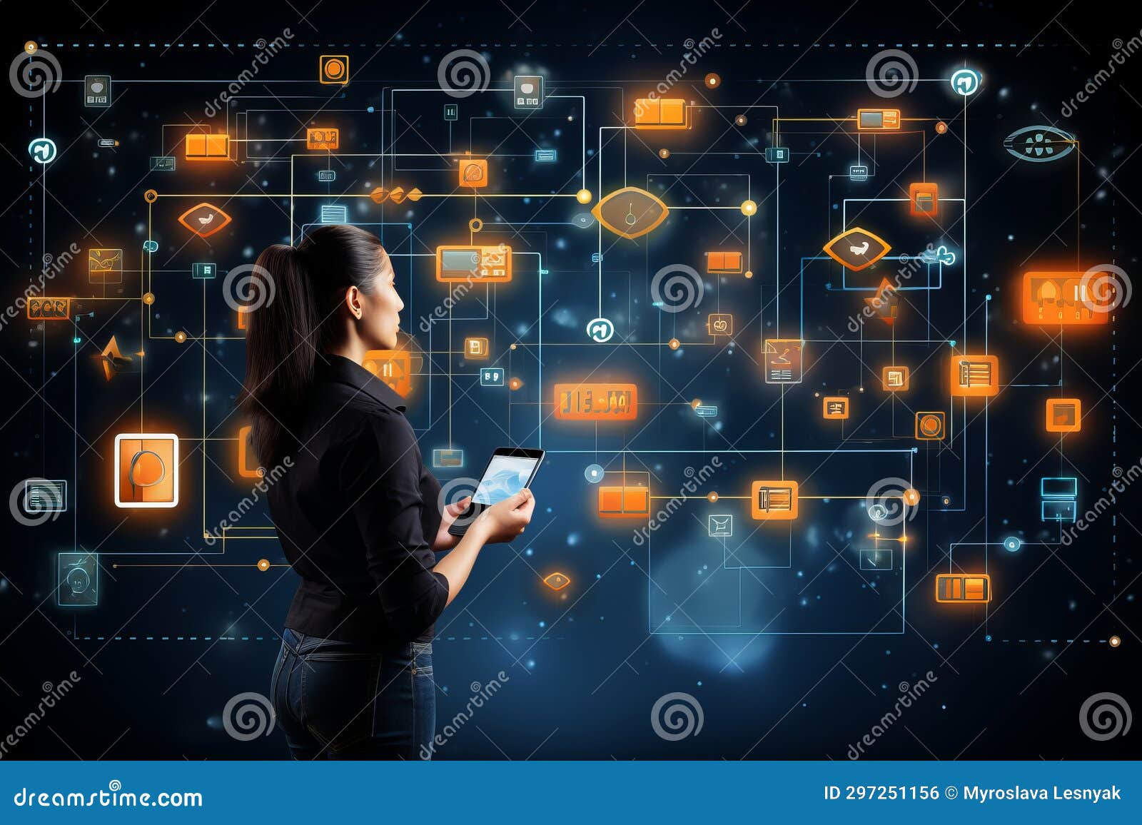 Background of Tech Horizon. Modern Design Featuring Tech Elements on a ...