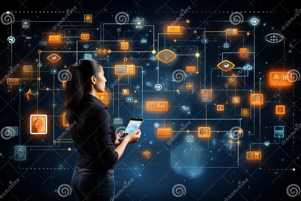 Background of Tech Horizon. Modern Design Featuring Tech Elements on a ...