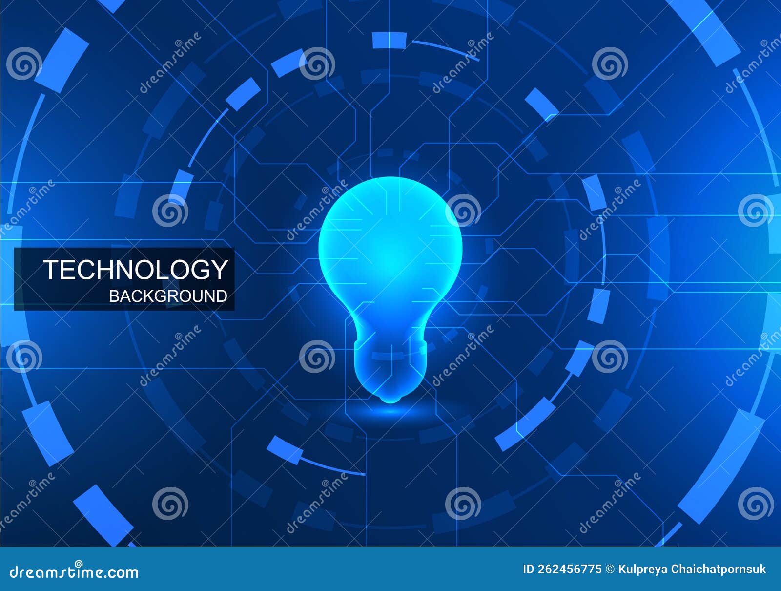 Background Technology, the Light Bulb Shines in the Center Stock Vector ...