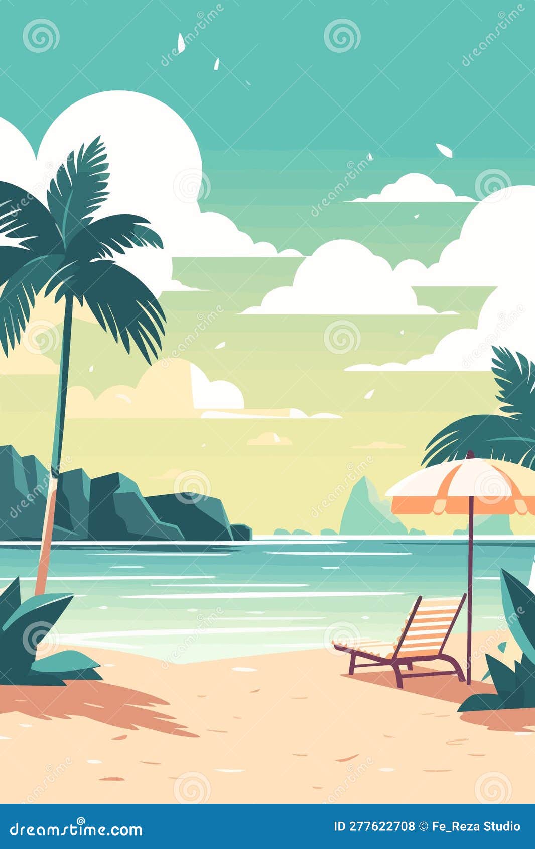 Background Template for Beach Themed Poster Design. Stock Vector ...