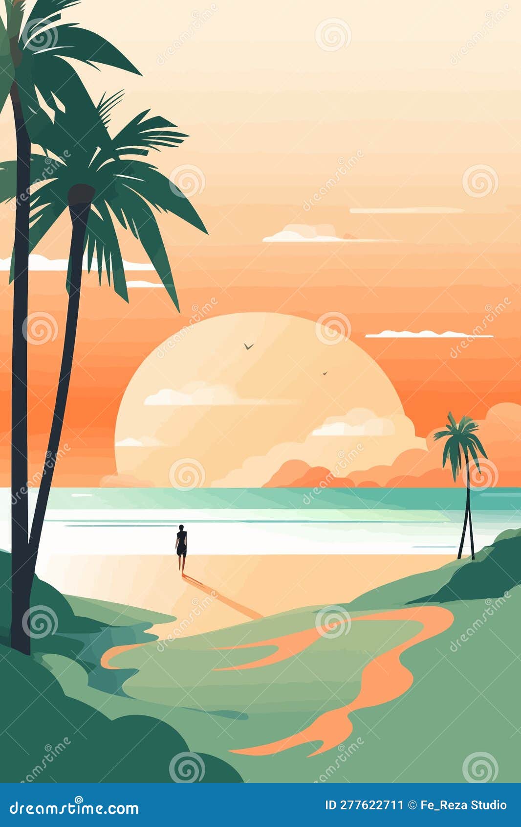 Background Template for Beach Themed Poster Design. Stock Vector ...