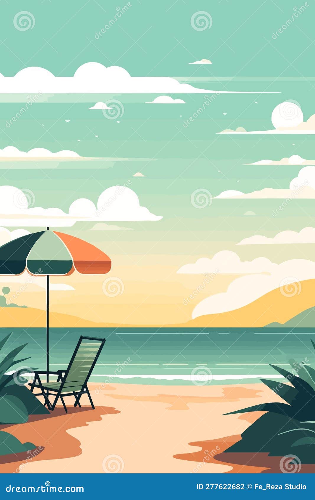 Background Template for Beach Themed Poster Design. Stock Vector ...