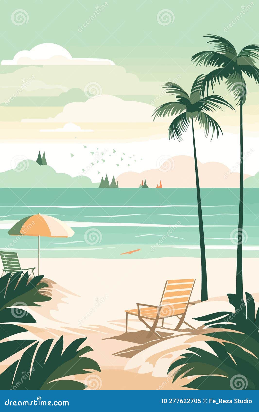 Background Template for Beach Themed Poster Design. Stock Vector ...