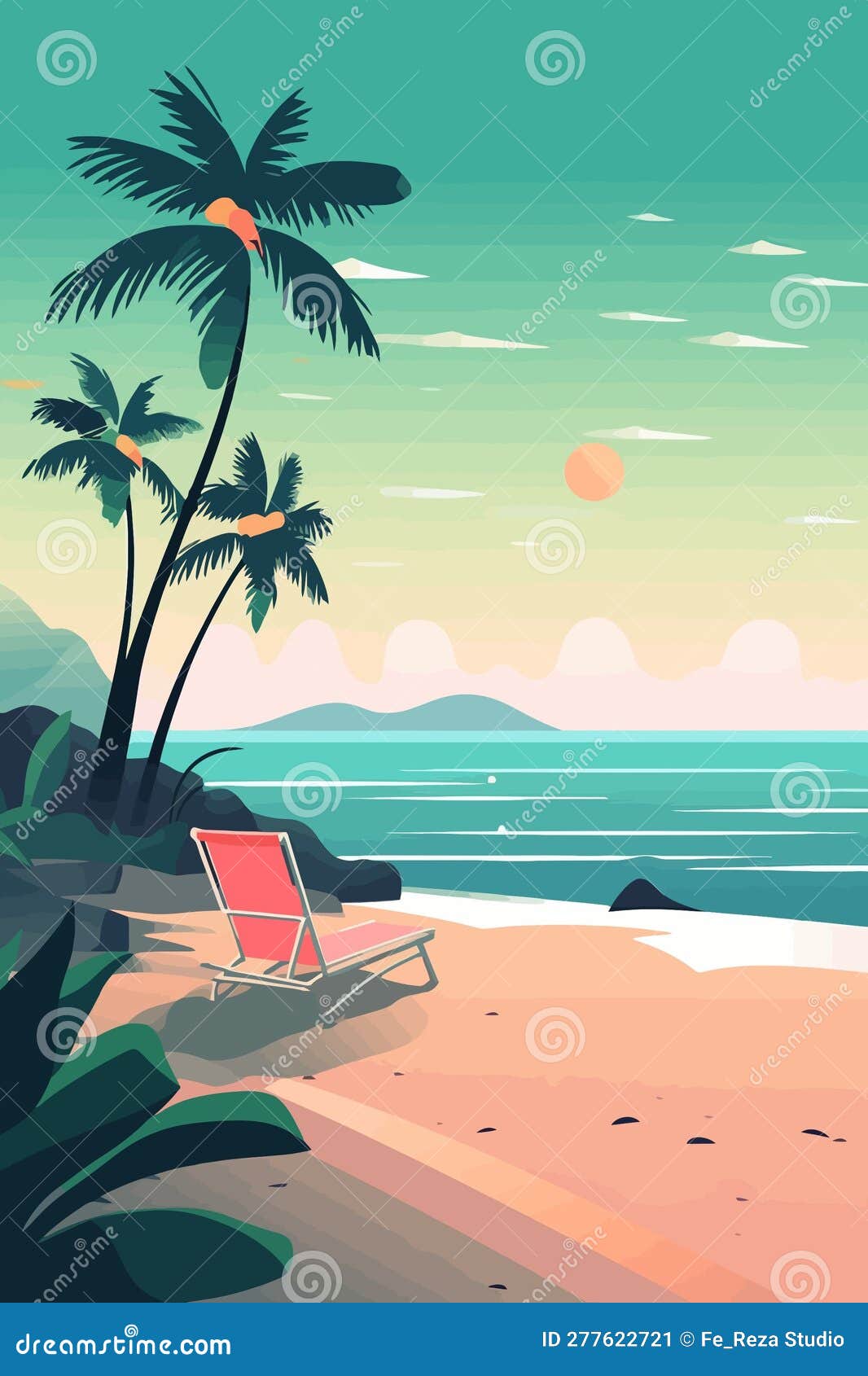 Background Template For Beach Themed Poster Design. Cartoon Vector ...